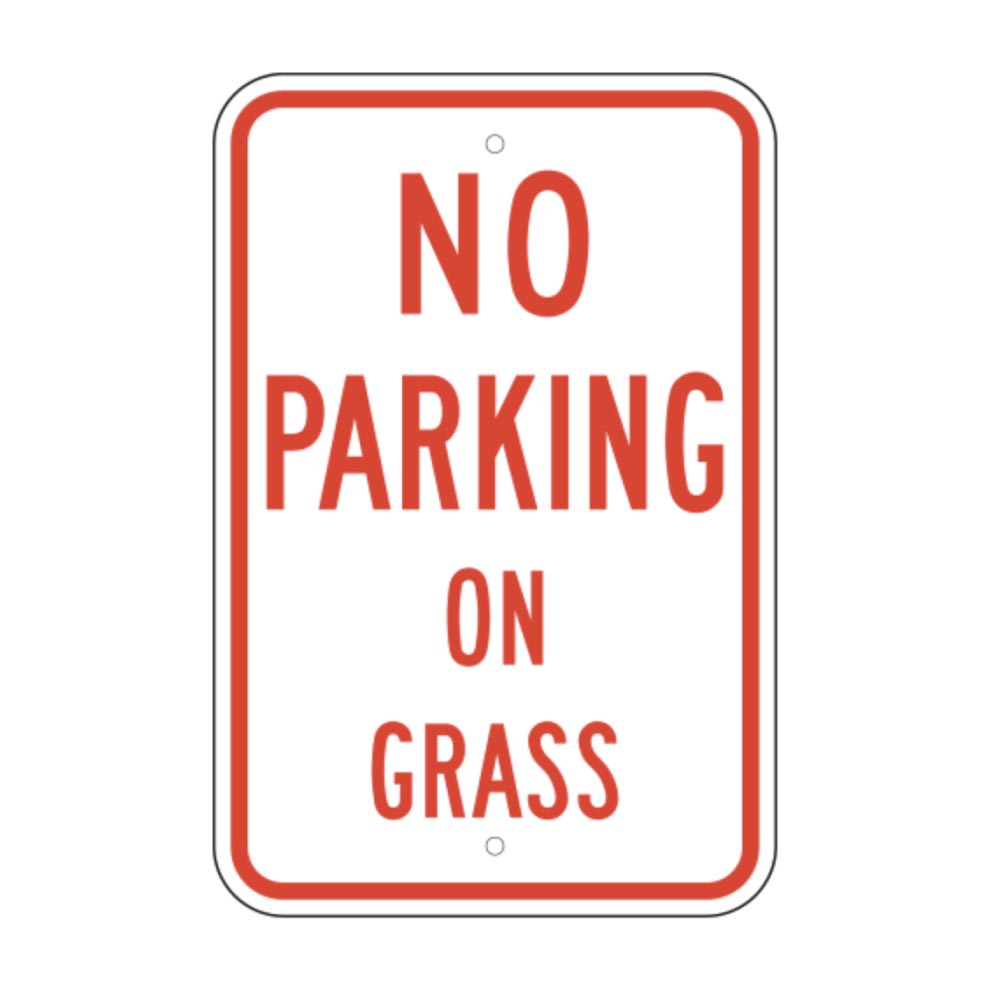 No Parking on Grass sign