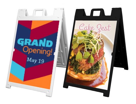 The Signicade Deluxe Sidewalk Sign Stand is durable plastic a-frame stand.