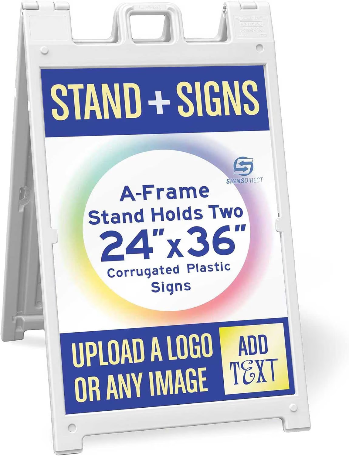 White Signicade Deluxe with two custom 4mm corrugated plastic signs ...