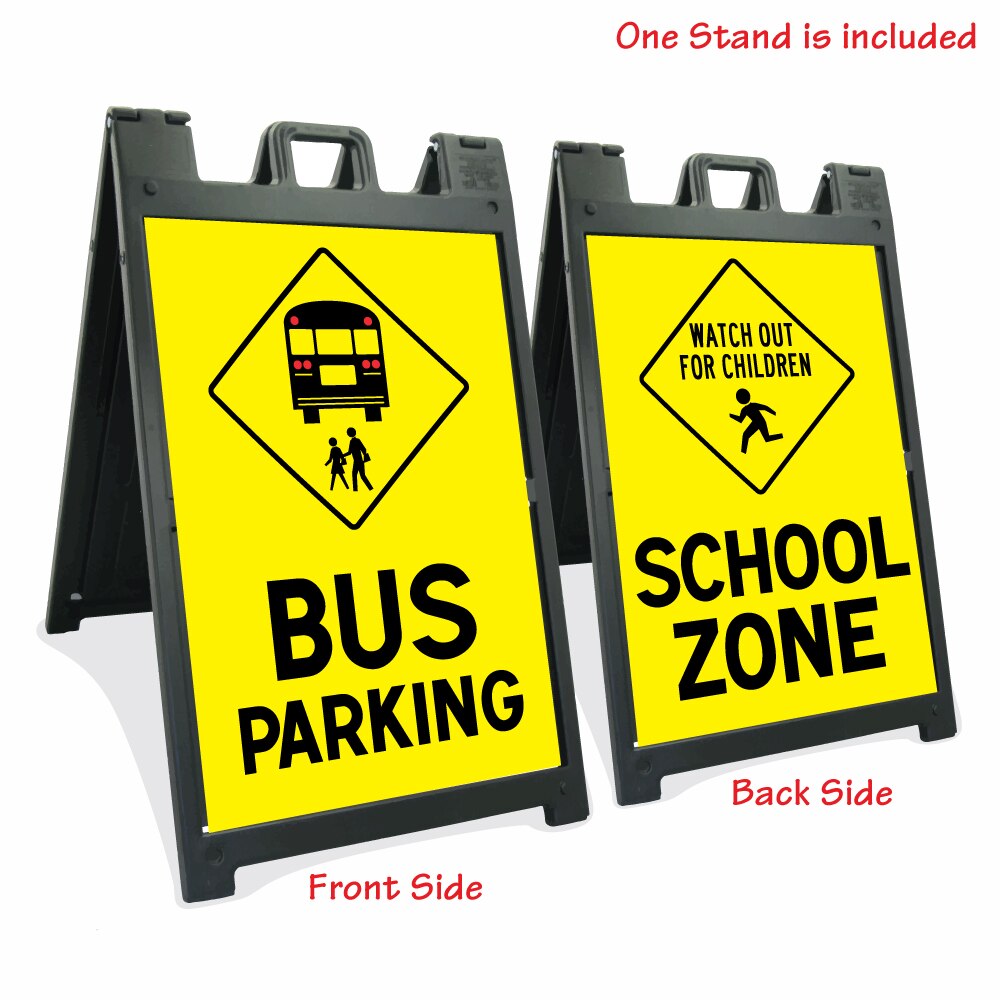 Black Signicade Deluxe with 2 Bus / School-Zone Signs