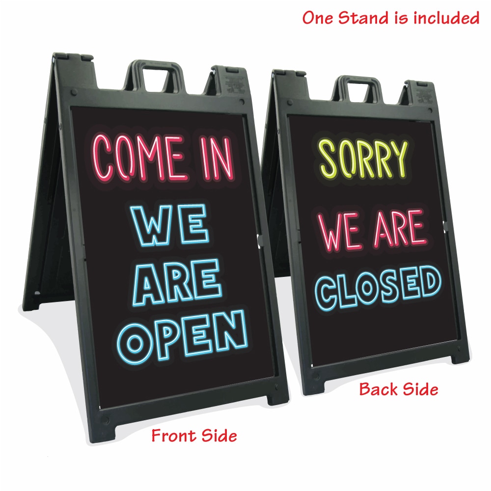 Black Signicade Deluxe with 2 We Are Open/Closed signs