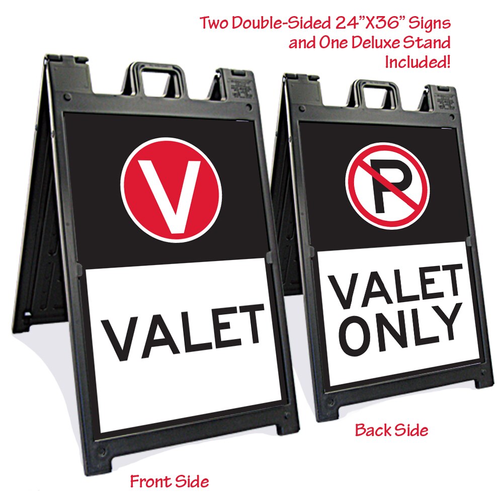 Black Signicade Deluxe with two Valet Parking signs v002