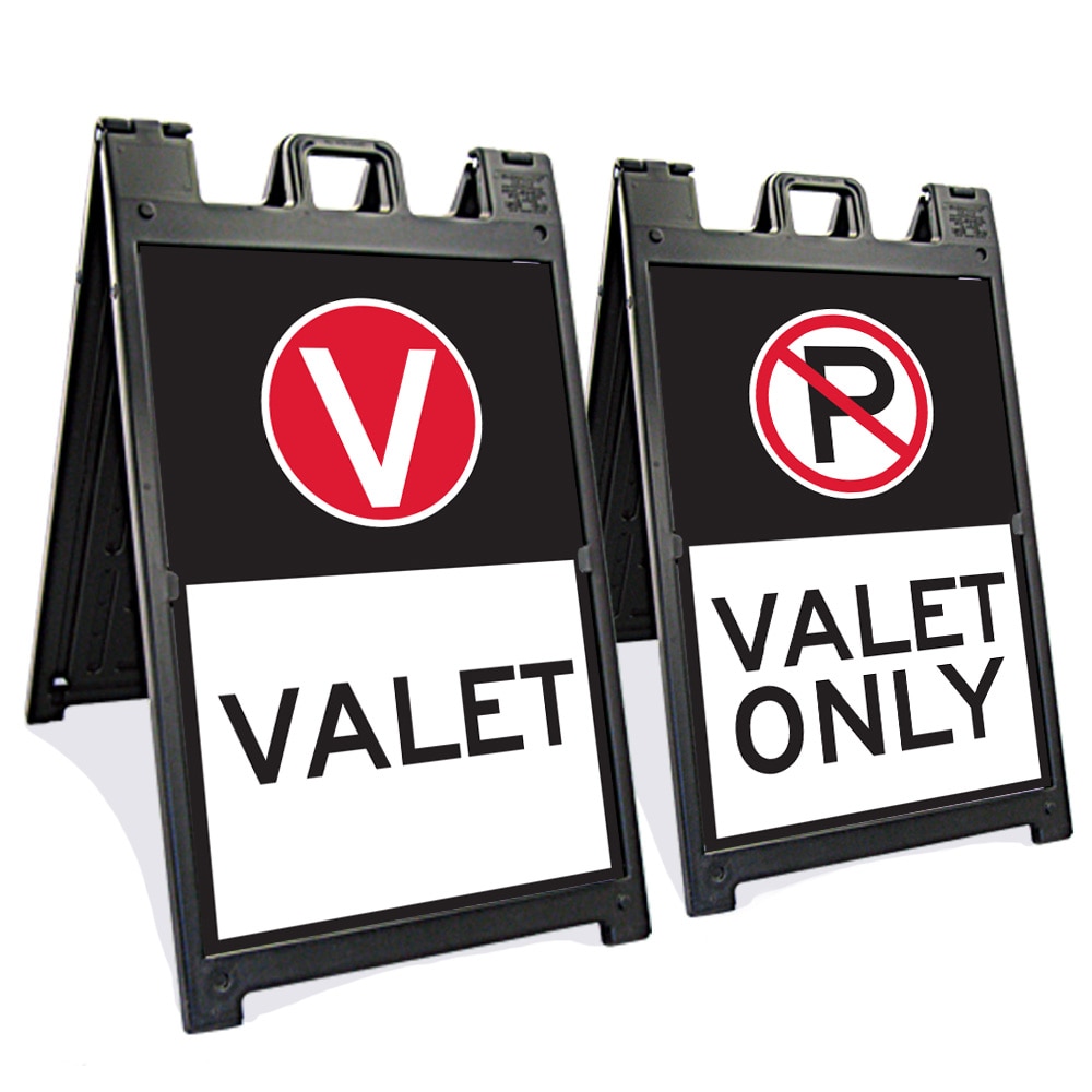 Black Signicade Deluxe with two Valet Parking signs v002