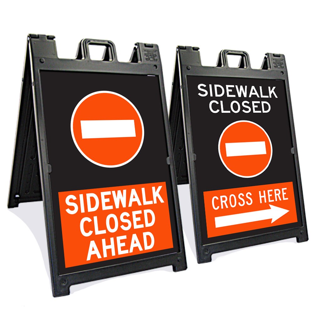 Black Signicade Deluxe with two Sidewalk-Closed signs