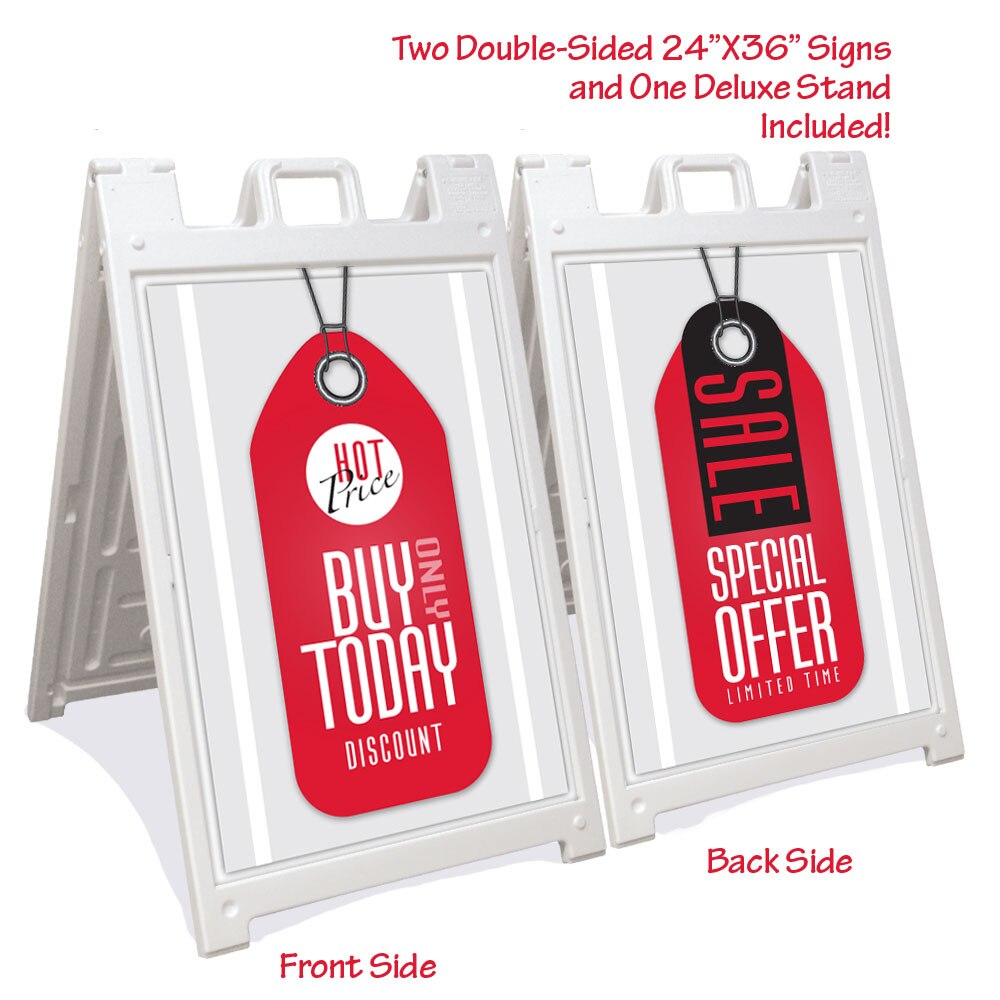 White Signicade Deluxe with 2 Special Offer signs