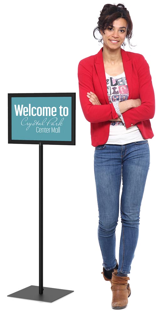 Black 17x11 indoor pedestal base sign stand