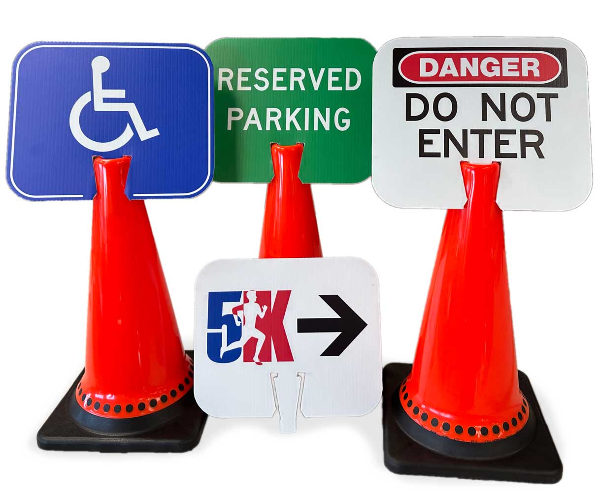 Custom Corrugated Plastic Cone Signs, 1 Sided
