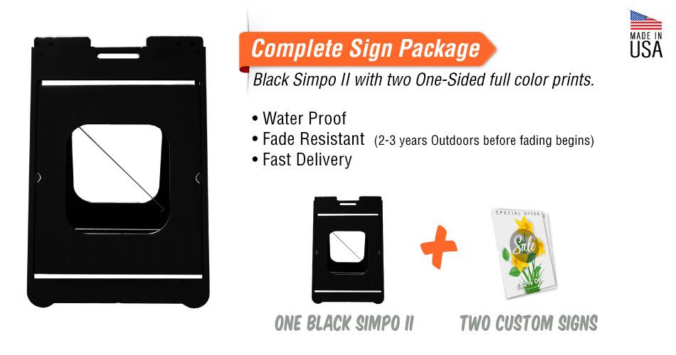 Black Simpo II - with two 4mm 22"x28" custom signs