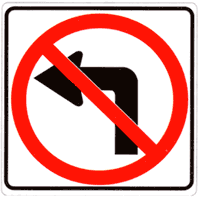 No Left Turn (with symbol)