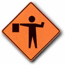 30"x30" Flag Man Ahead Symbol sign