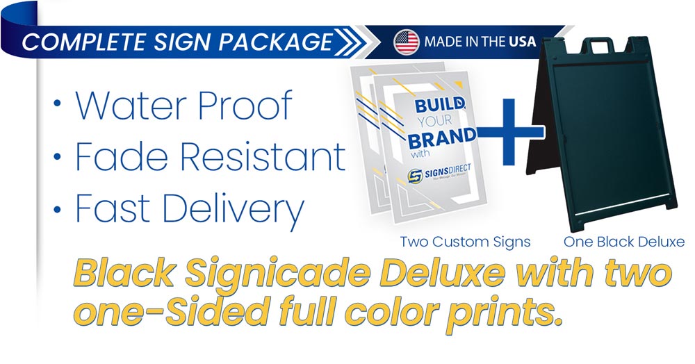 Black Signicade Deluxe with two 4mm 24"x36" signs