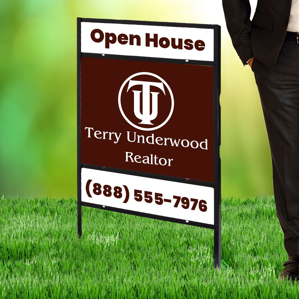 Econo 24"x18" Slide-In Angle Iron Real Estate Sign Frame with Dual ...