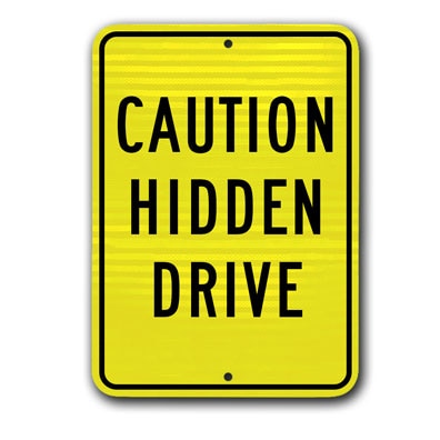 18"x24" Reflective Aluminum Caution Hidden Drive Sign