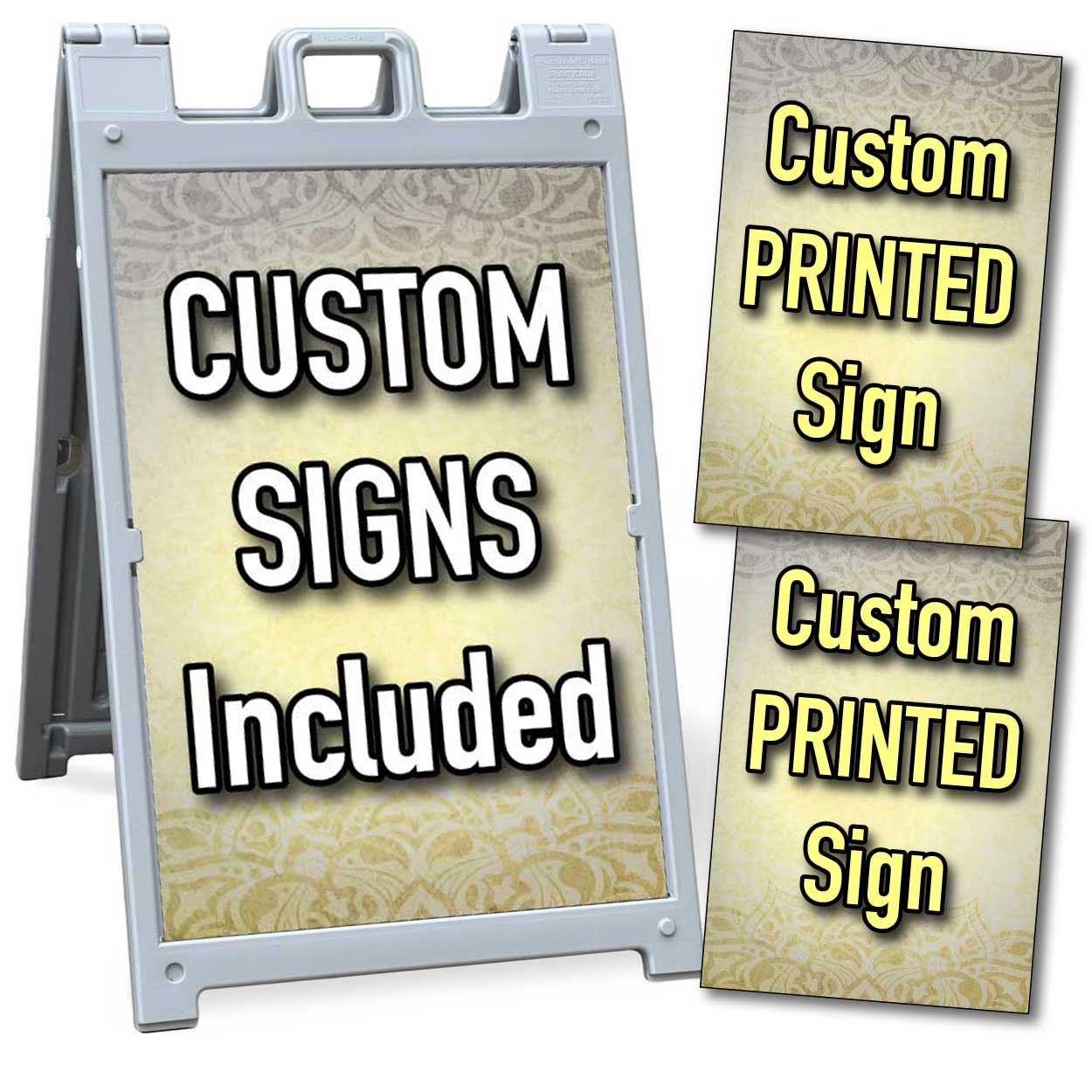 Gray signicade deluxe with two custom 4mm corrugated plastic signs that ...